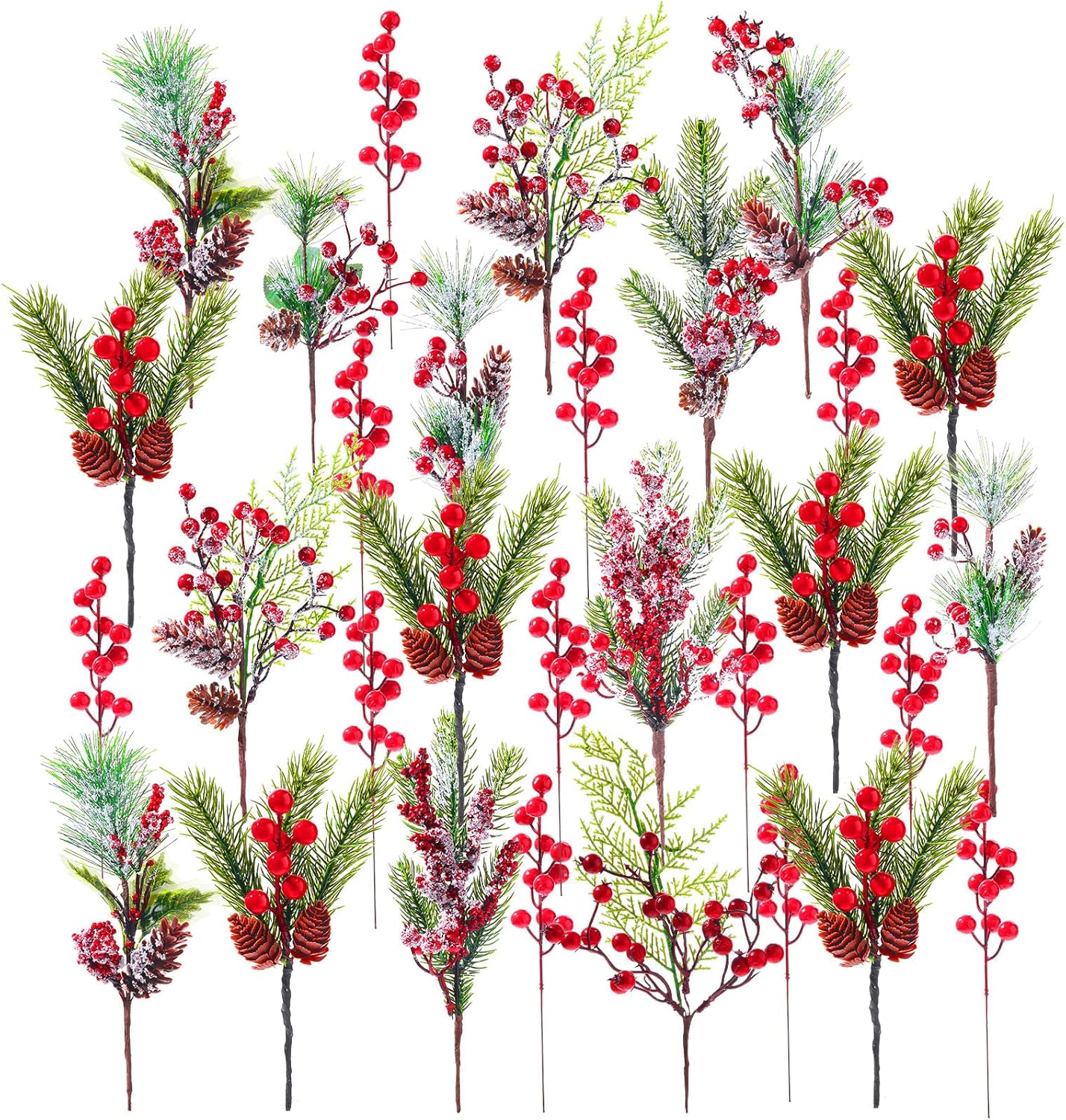 Amazon.com: Canlierr 30 Pieces 9-12 Inch Christmas Assorted Red Berry ...