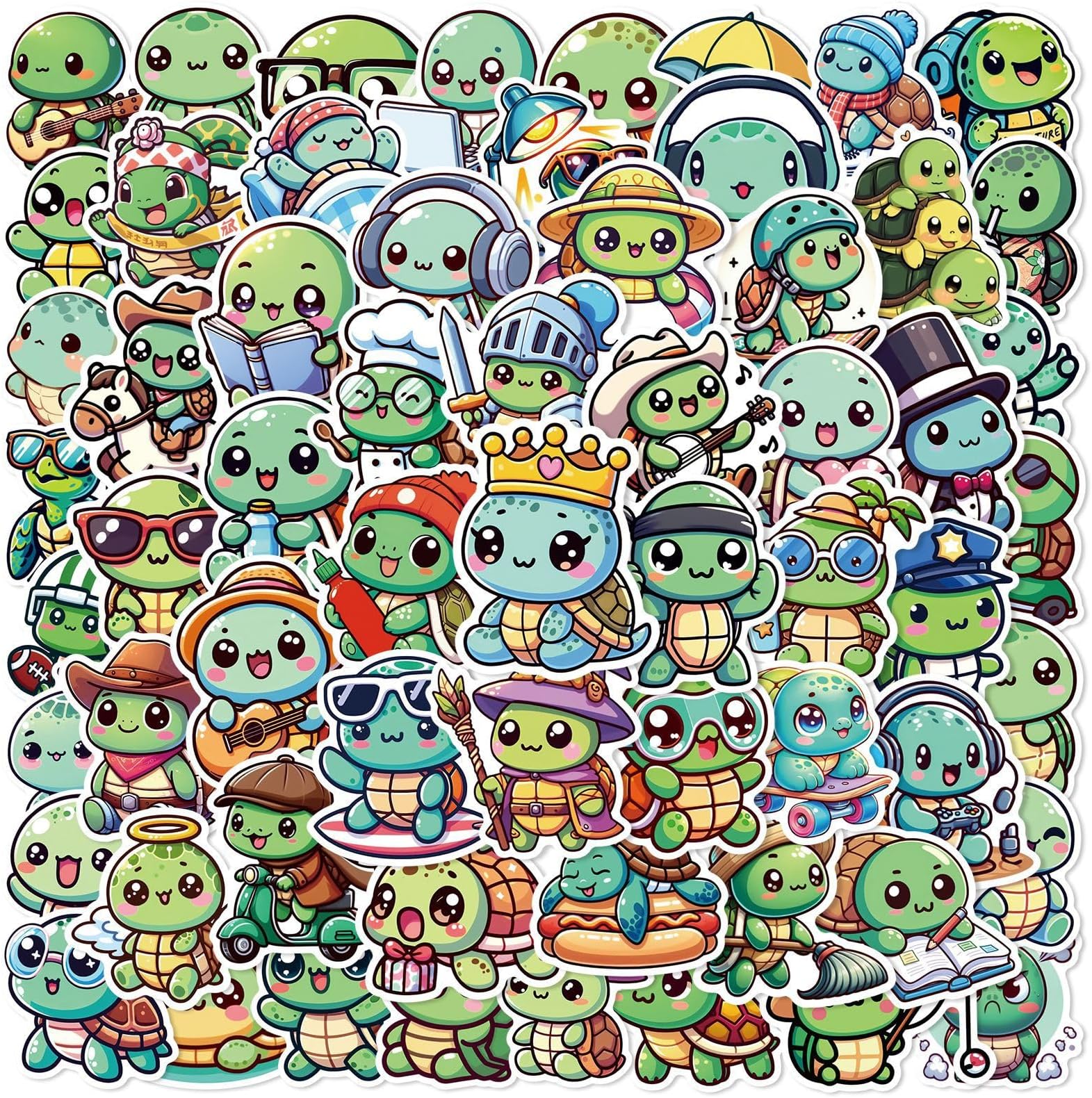 Amazon.com: Honoson 100 Pcs Cute Turtle Stickers Anime Turtle ...