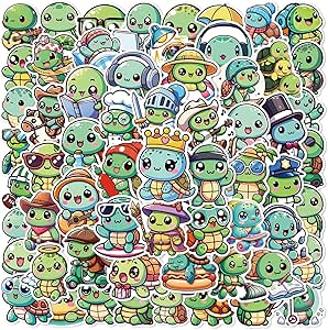 Amazon.com: 50Pcs Cute Turtle Stickers for Kids Waterproof Cartoon ...