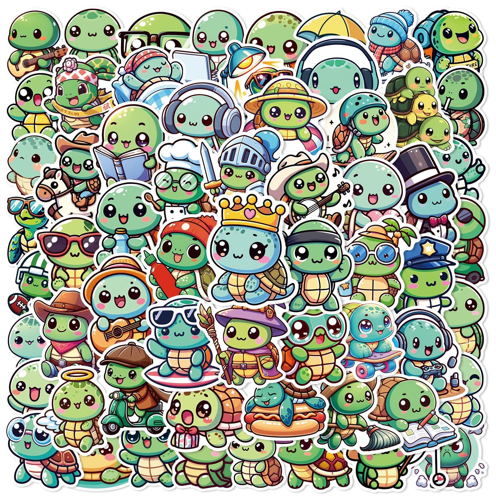 Amazon.com: 50Pcs Cute Turtle Stickers for Kids Waterproof Cartoon ...