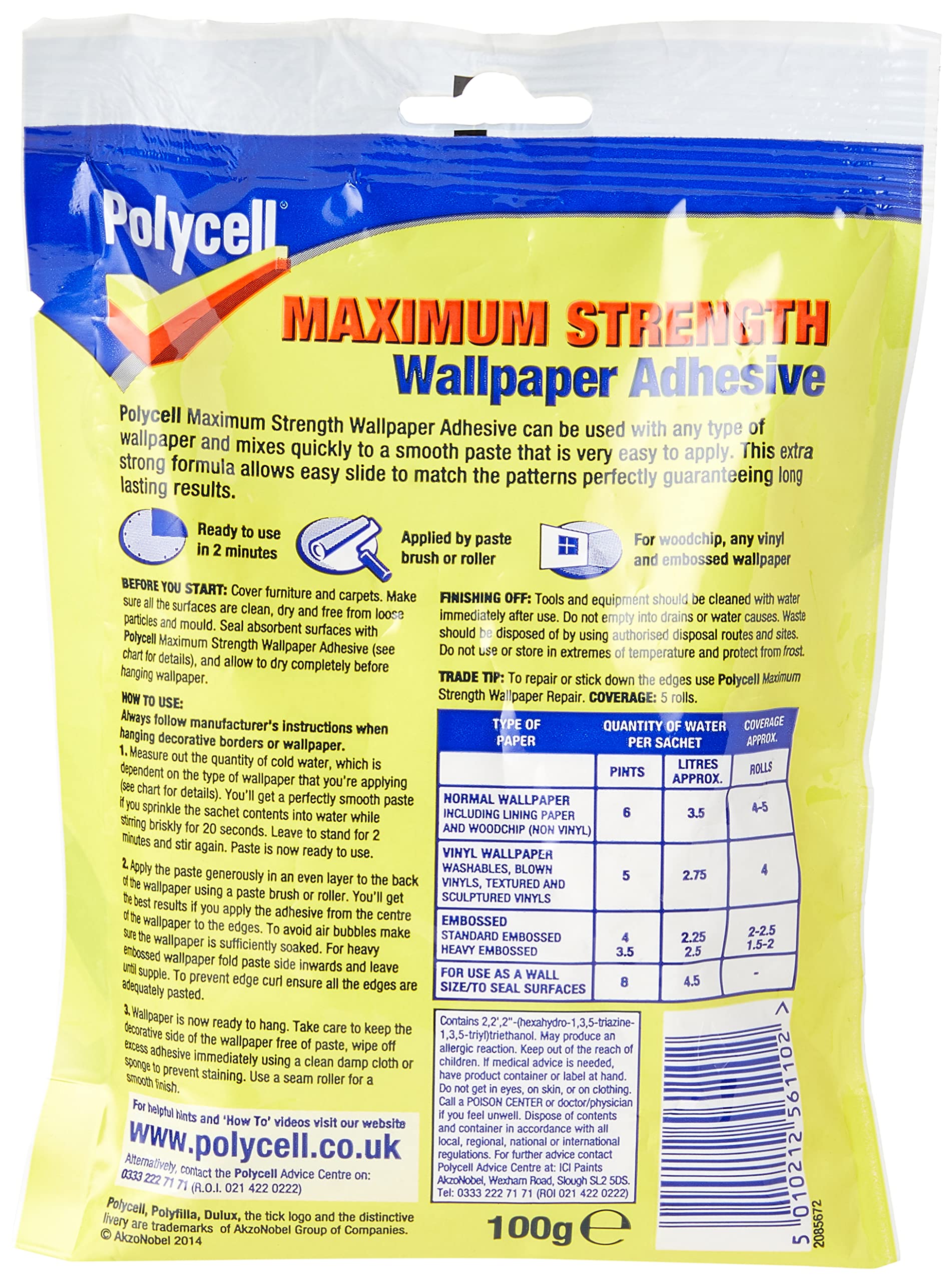 Maximum Strength Wallpaper Paste SupaDec All Purpose Wallpaper