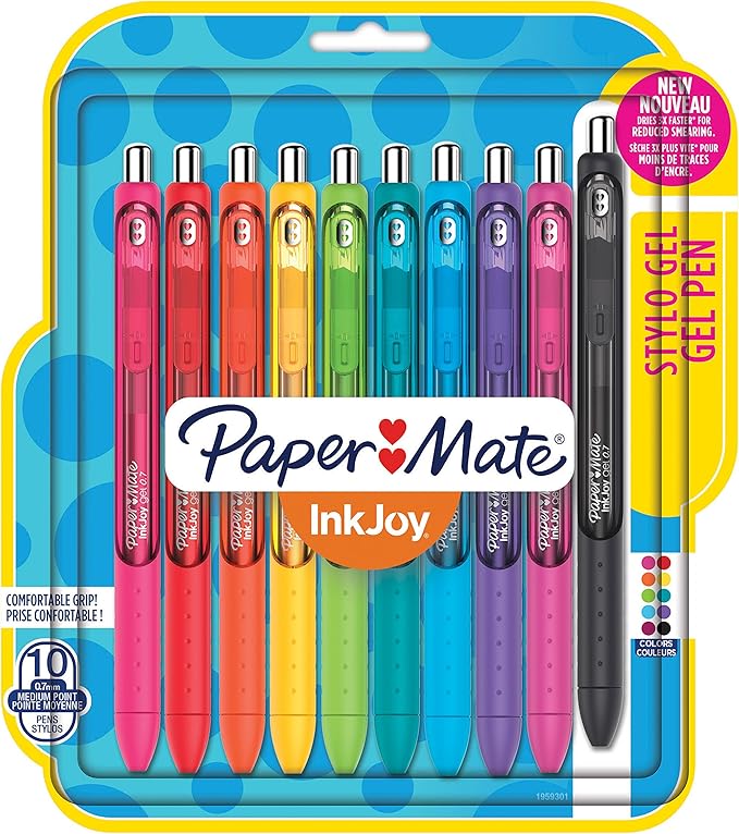 Paper Mate InkJoy Gel Pens, Medium Point, Assorted, 10 Pack, 1959301 ...