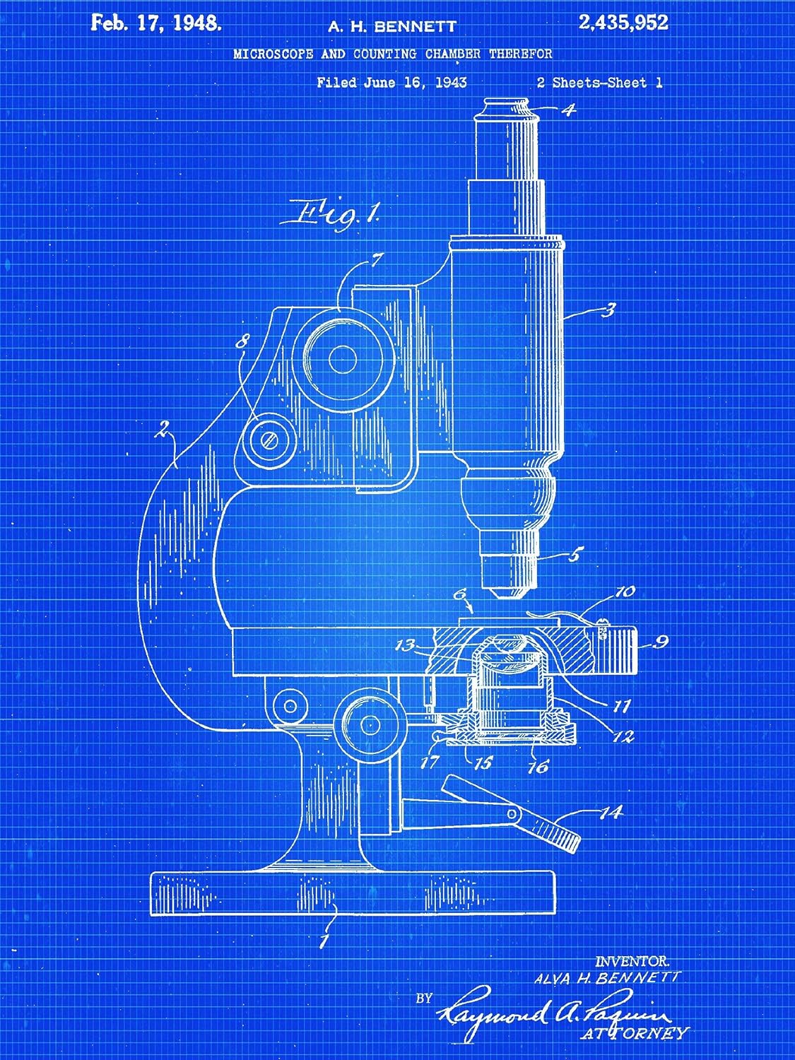 Amazon.com: Antique Microscope Patent Print Art Drawing Poster ...