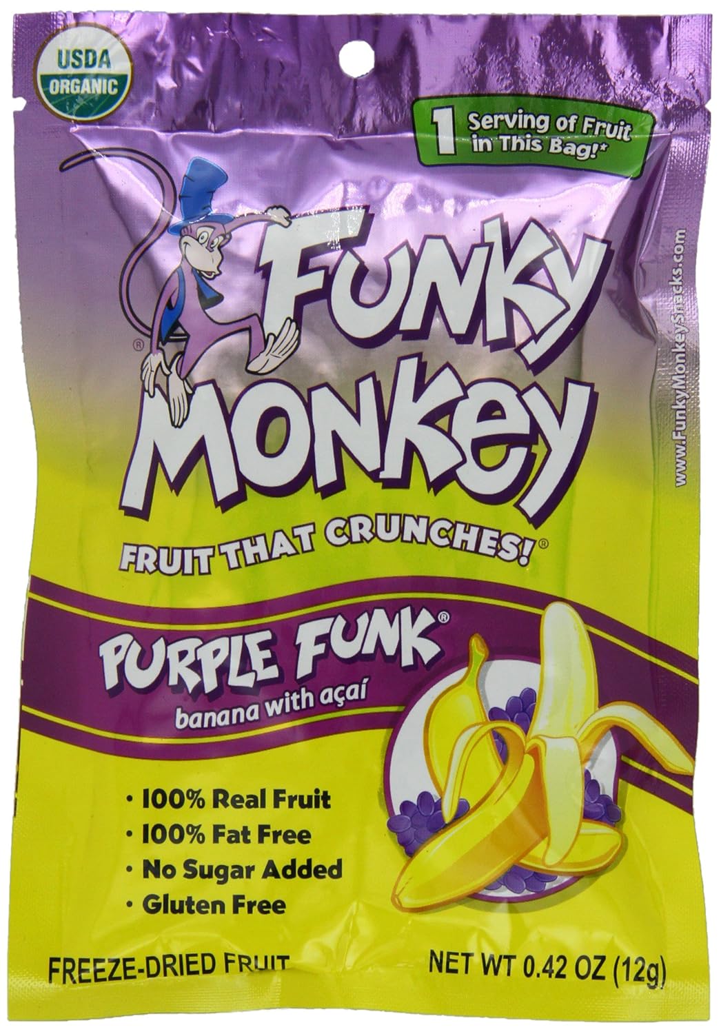 Amazon.com : Funky Monkey Snacks Purple Funk, 0.42-Ounce Bags (Pack of ...