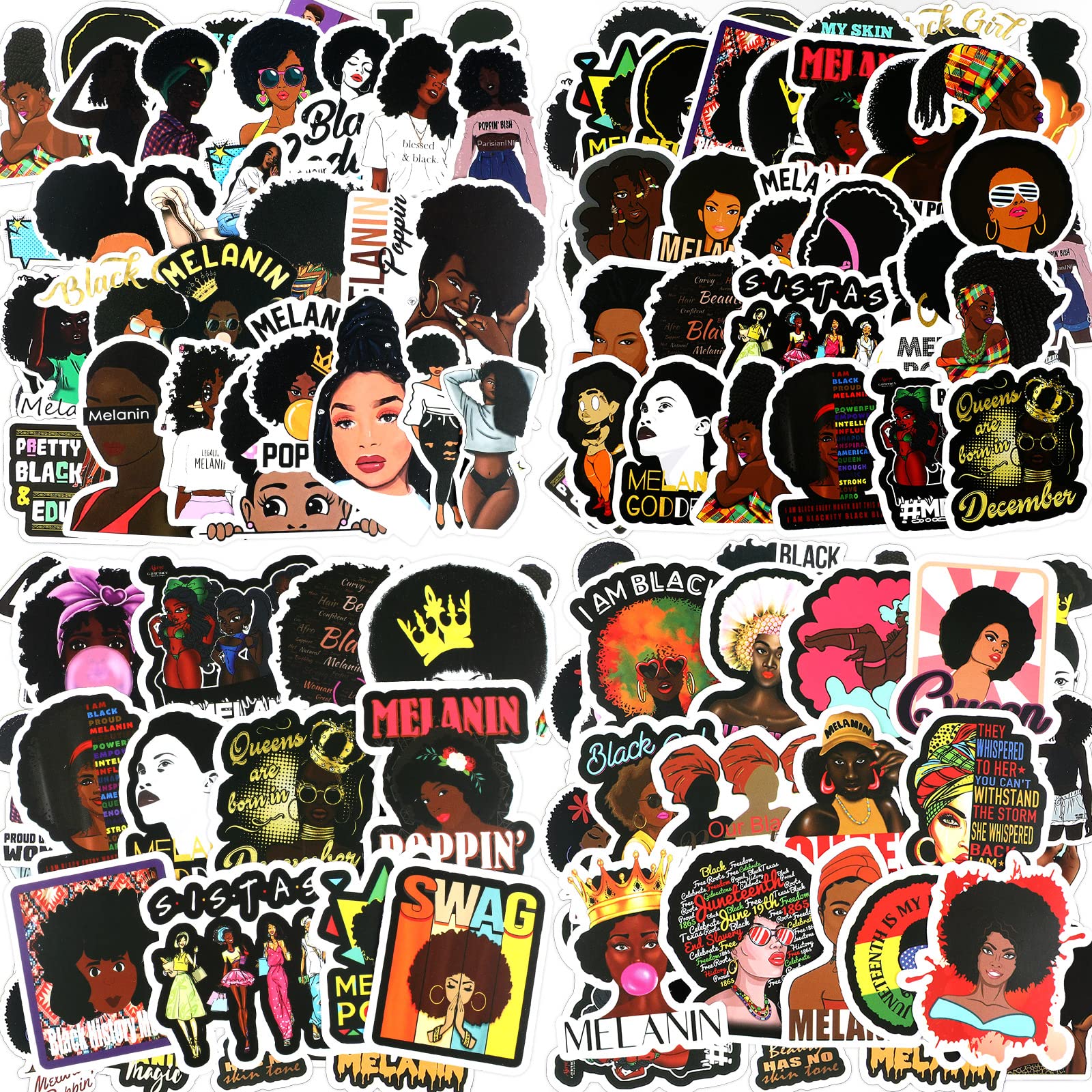 Buy 200 Pcs Melanin Poppin Stickers Black Girl Pop Singer Computer ...
