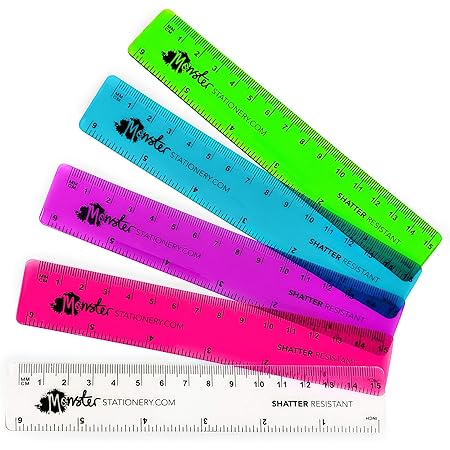 6 Inch / 15cm Rulers - Shatter Resistant - Pack of 5 - Pastel Colours ...