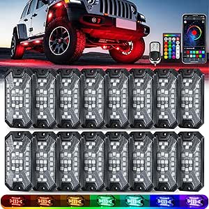 Amazon.com: 16Pods 5 Sides Full Angle RGB LED Rock Lights Kits High Brightness 27 Beads RGBW ...