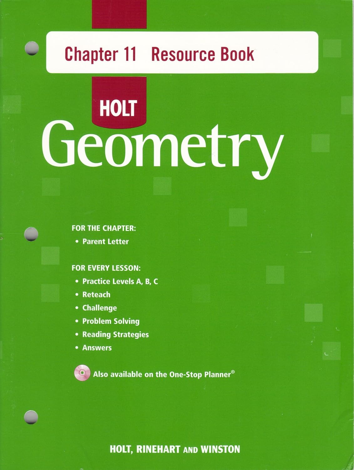Amazon.com: Holt Geometry Chapter 11 Resource Book: 9780030427886: Holt ...