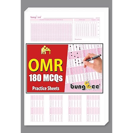 Bungbee OMR Sheets for Practice, 200 MCQ - 55 Sheets (A4 Loose Sheets ...