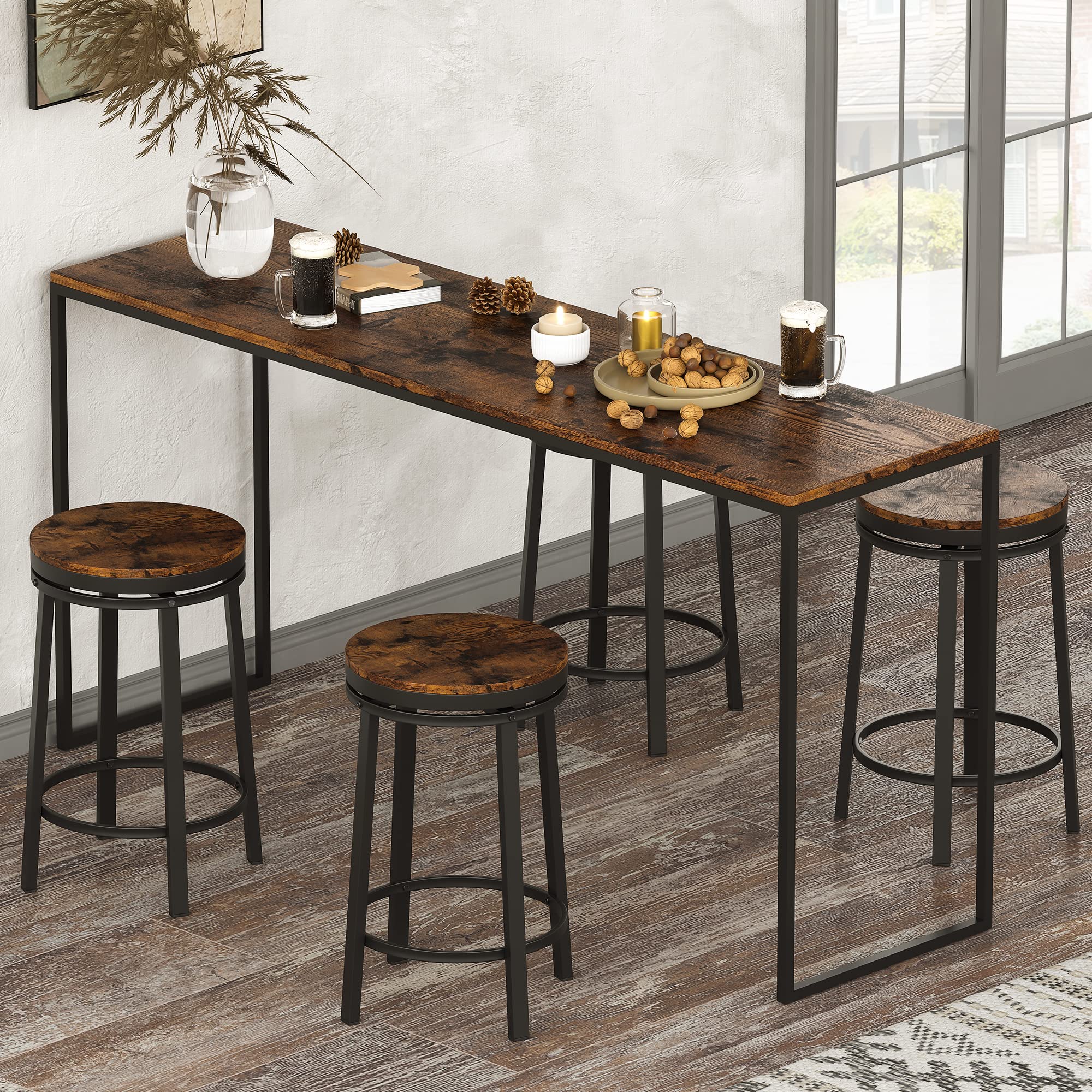 IDEALHOUSE Swivel Bar Stools, Bar Stools Set of 2, Round Counter Height ...