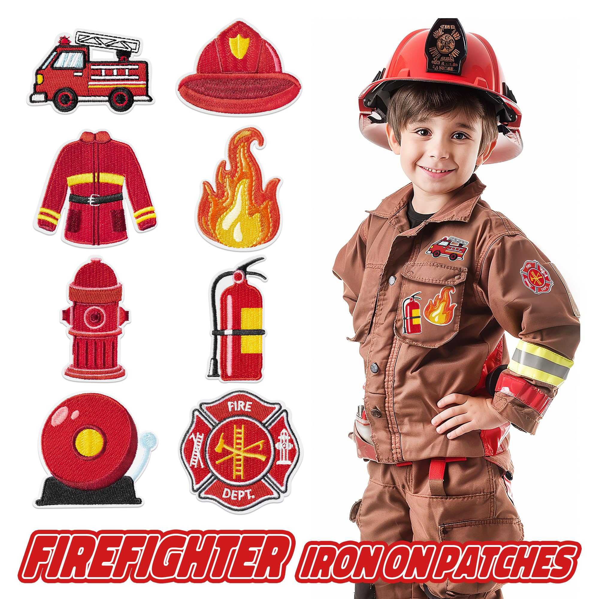 Snapklik.com : 8Pcs Firefighter Iron On Patches Cartoon Firetruck Fire ...