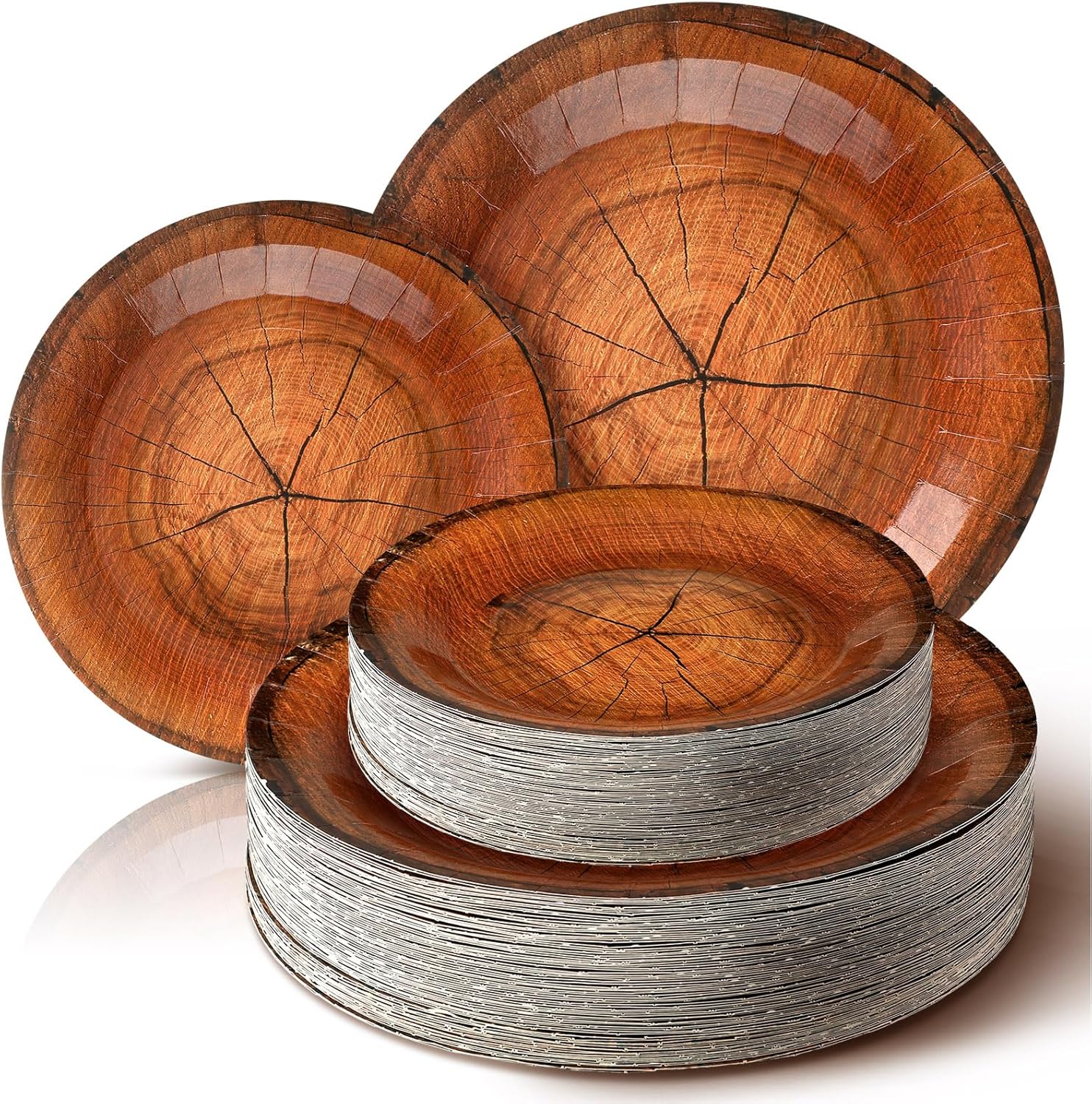 Amazon.com: Suttmin 160 Pcs Wooden Grain Disposable Plates Camping ...