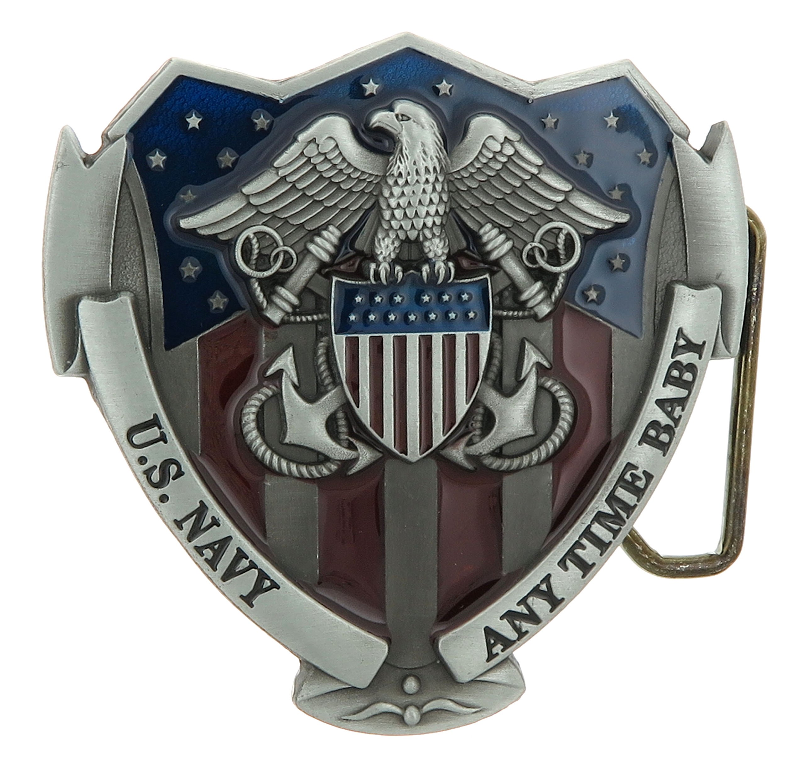 Amazon.com: U.S. Navy USN Military Color Belt Buckle : Clothing, Shoes ...