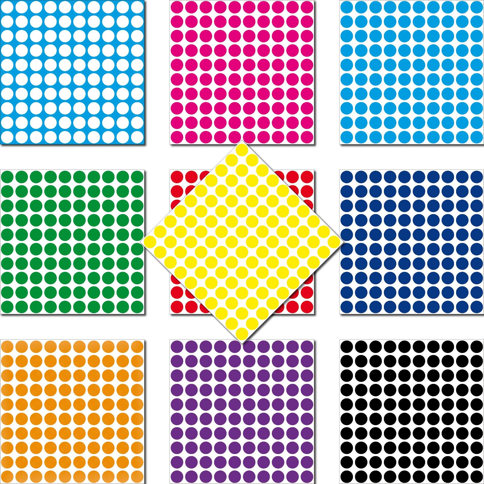 1000 Adhesive Dots 3 mm Self-Adhesive Coloured Dot Stickers PVC ...