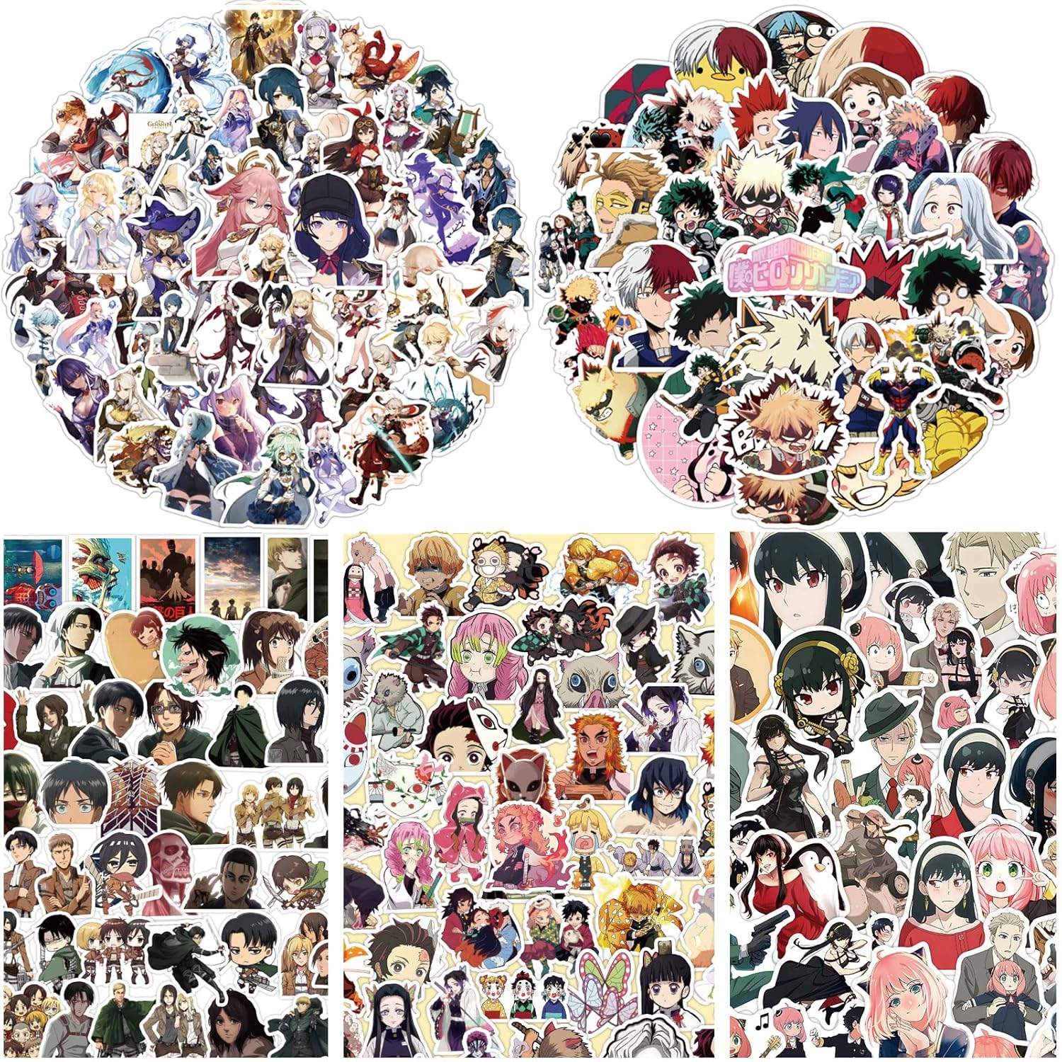 Amazon.com: 290Pcs Stickers,Cute Anime Combination No-Repeat Cosplay ...