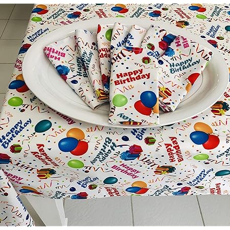Amazon.com: 1950's Vintage Style Happy Birthday Tablecloth: Home & Kitchen