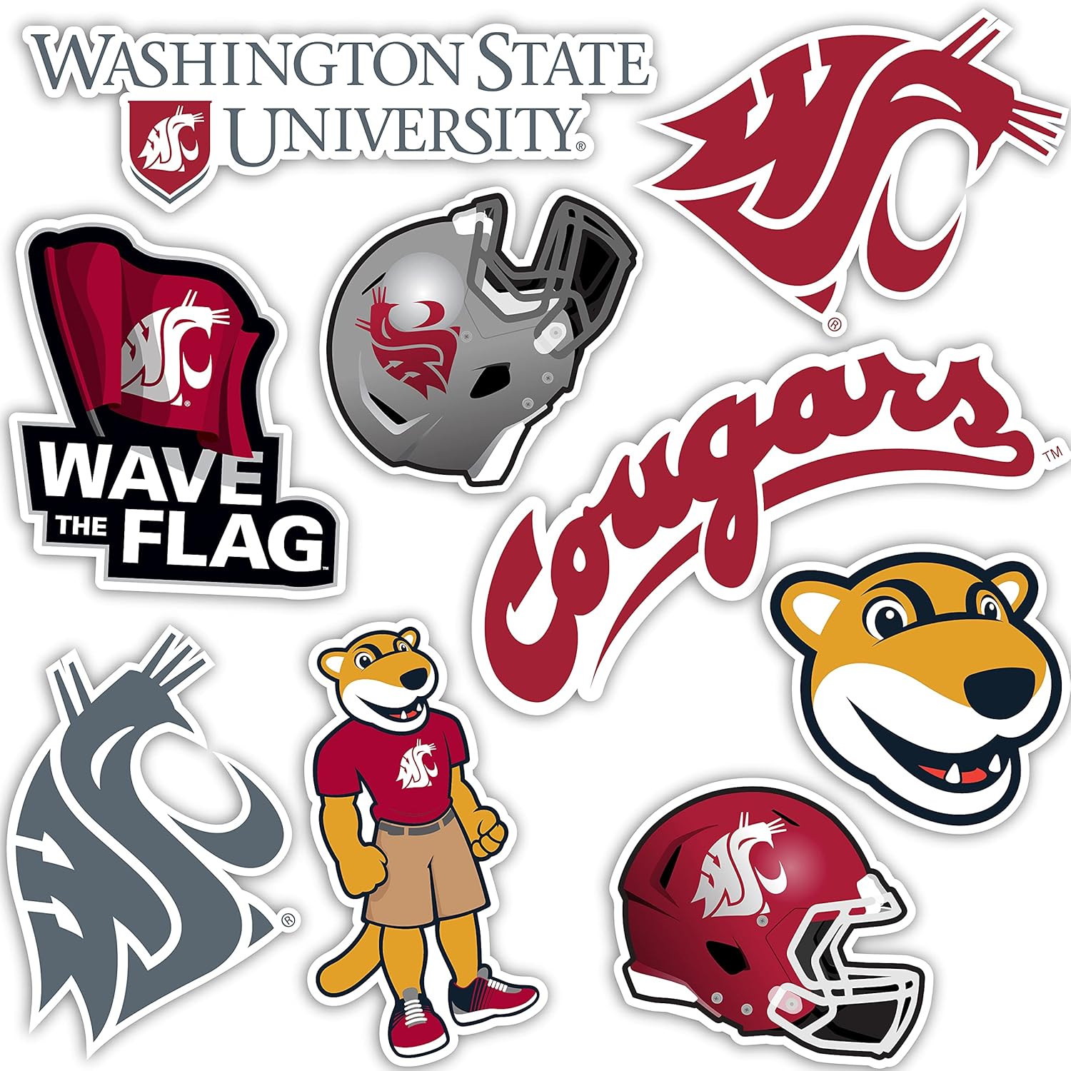 Amazon.com: Washington State University Cougars WSU Cougs Wazzu Sticker ...