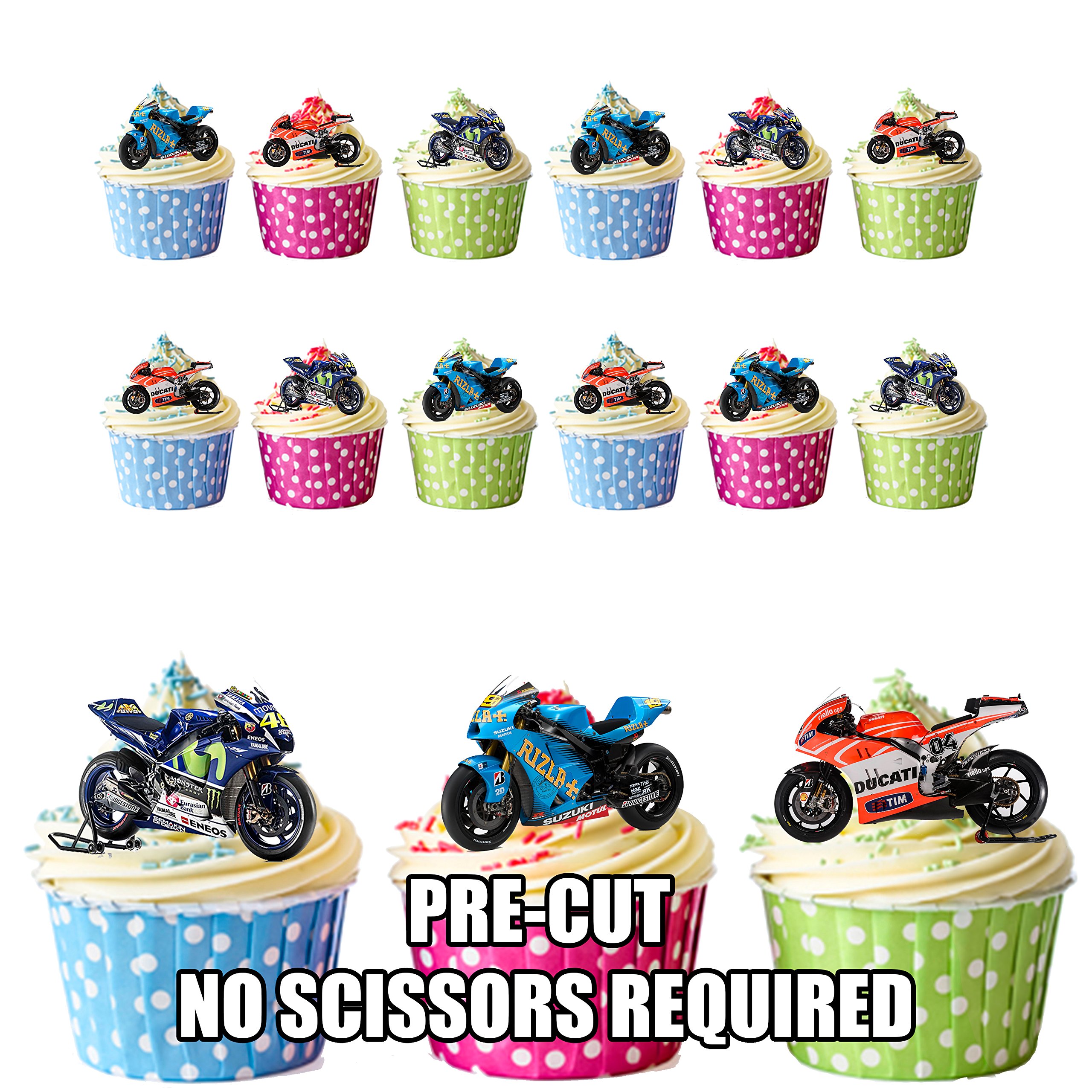 AK Giftshop Moto GP Motorbikes Mix - Edible Cupcake Toppers/Cake ...