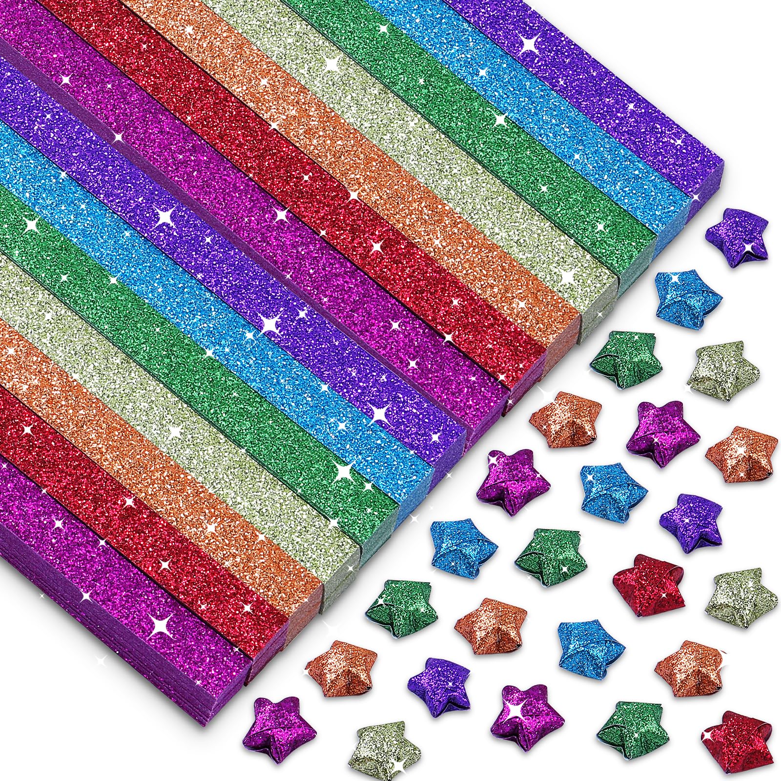 Snapklik.com : Star Origami Paper,Glitter Star Paper Strip In 7 Color ...