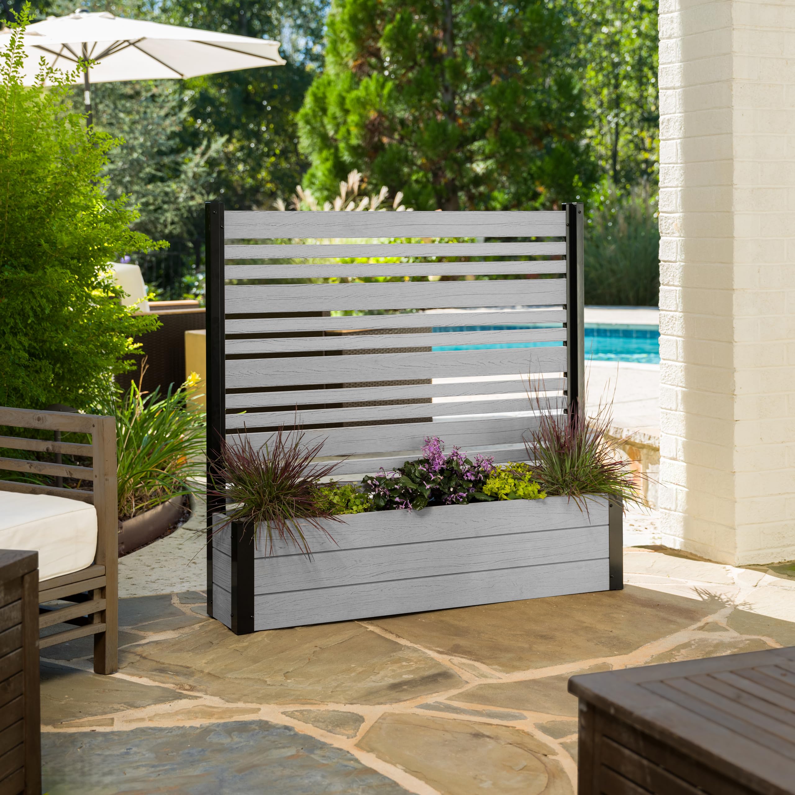 Vinyl Deck Privacy Screen VITA 80"L X 90"H Colonial Embossed