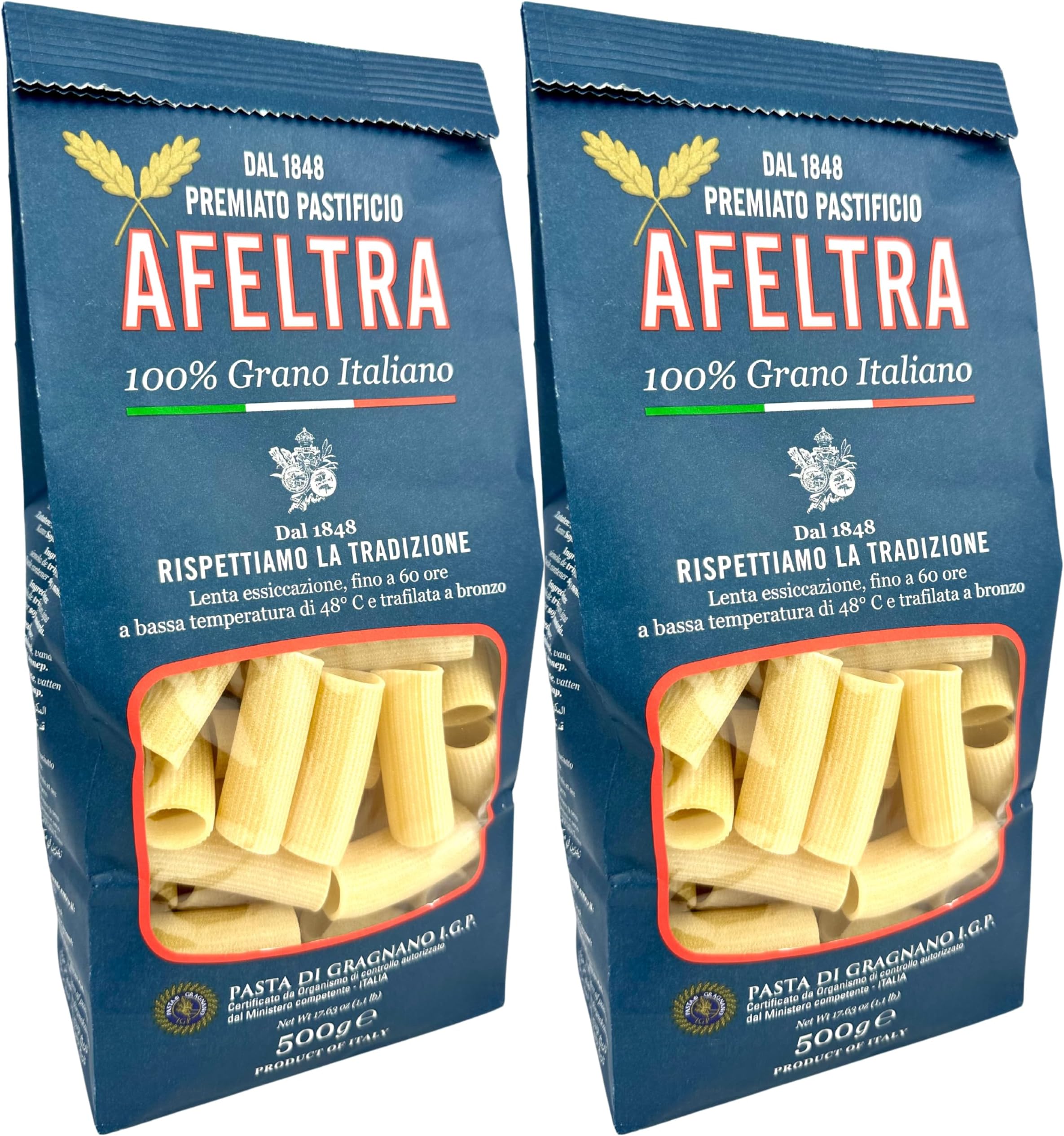 Amazon.com : Afeltra Rigatoni Pasta from Italy 1.1 lb. (500g)(Pack of 2 ...
