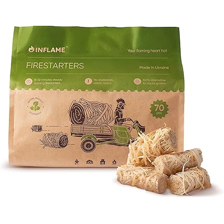 Amazon.com : GreenSpark Firestarters 70 Pcs Natural Fire Starter for ...