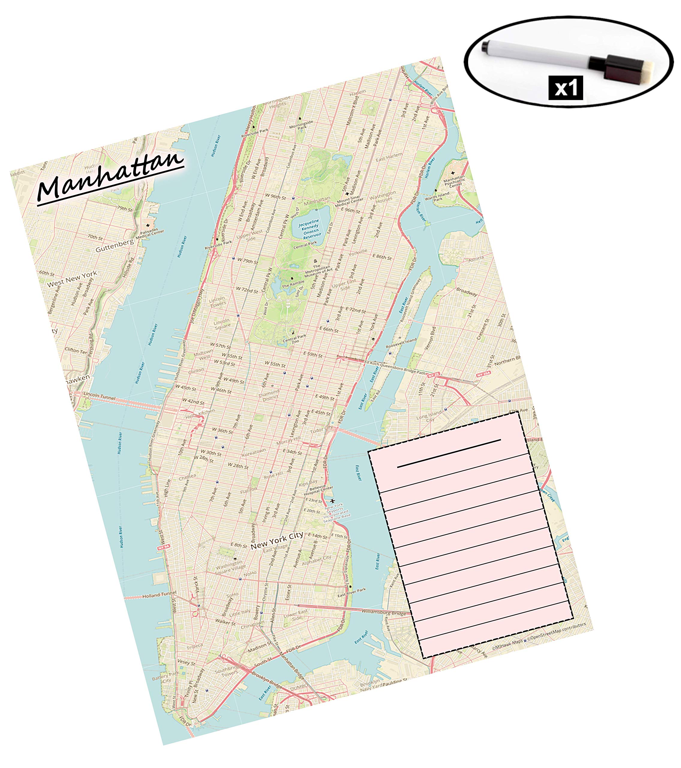 Buy Laminated (Manhattan, New York City) - Dry Erase, Marker Included ...