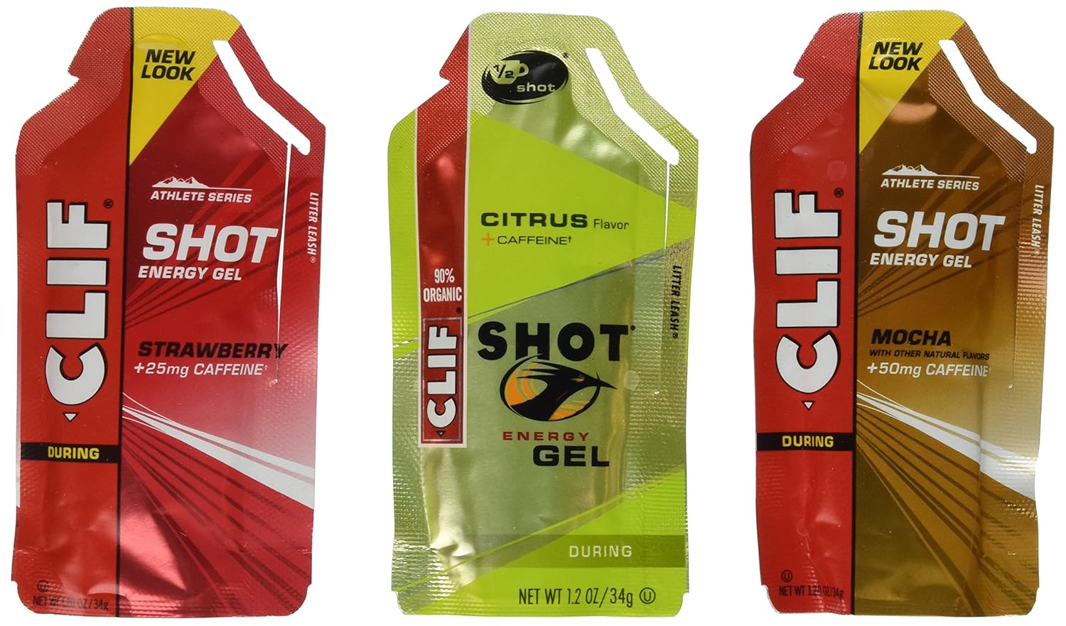 Amazon.com : CLIF SHOT Energy Gel + Caffeine 3-Flavor Variety: Two 1.2 ...