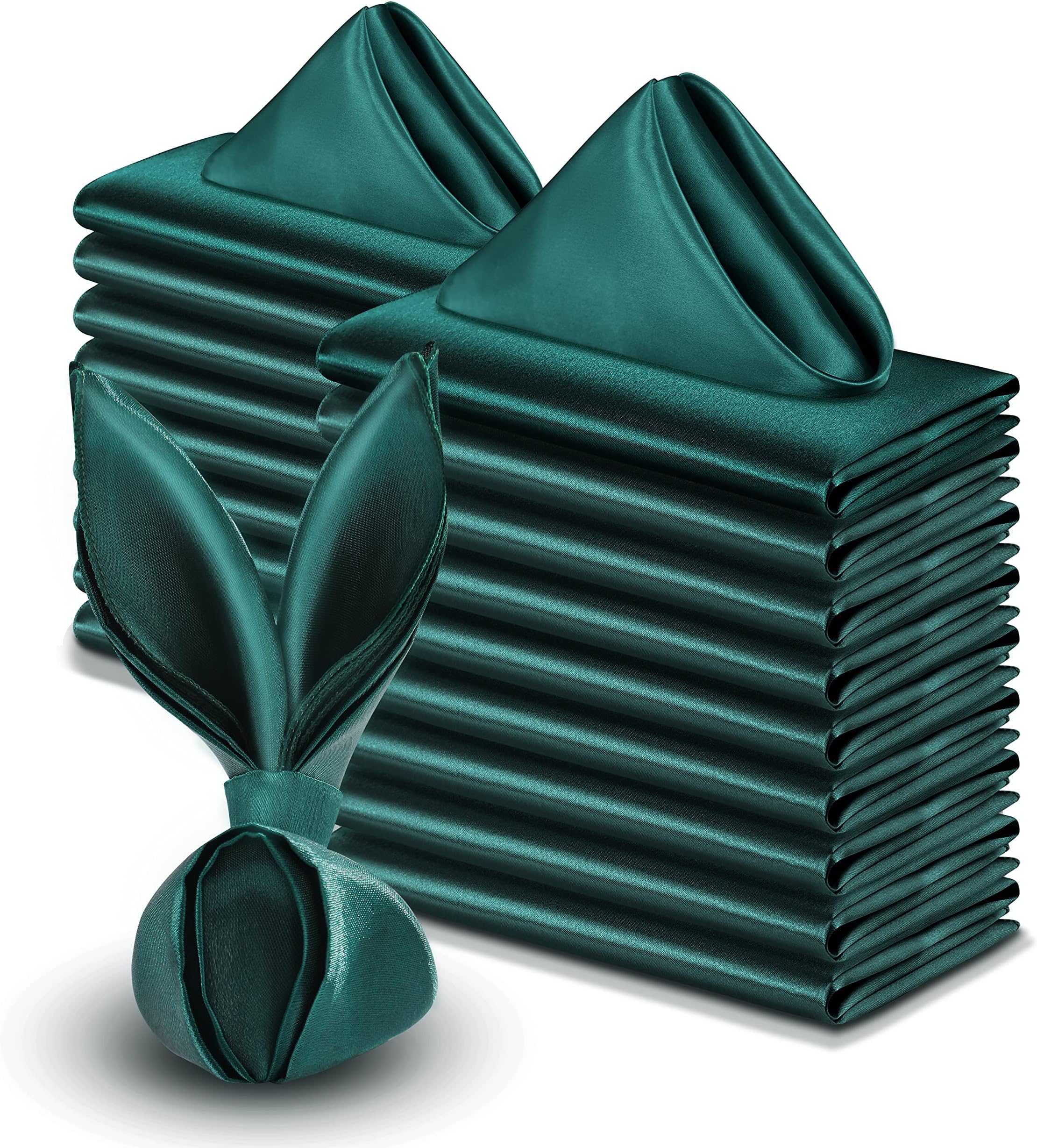Amazon.com: Eychei 100 Pack Dark Green Satin Napkins and Napkin Rings ...