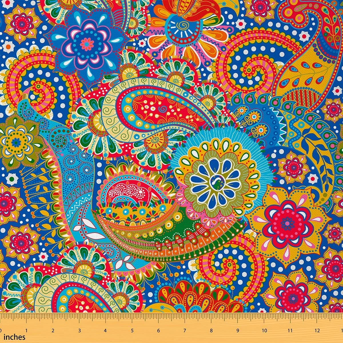 Boho Fabric by The Yard, Paisley Floral Upholstery Fabric, Colorful ...