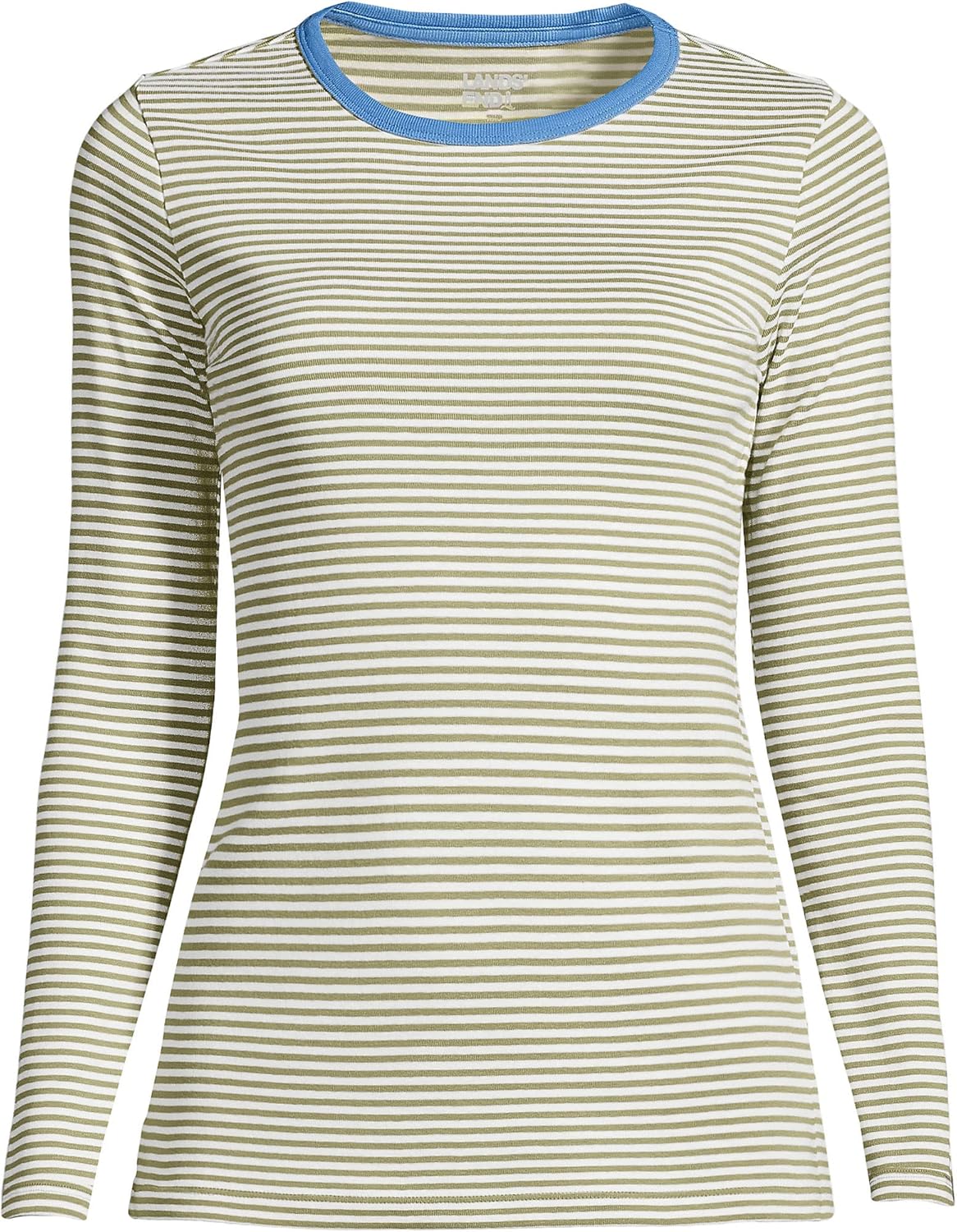 Lands' End Women's Cotton Rib Long Sleeve Crewneck T-Shirt at Amazon ...