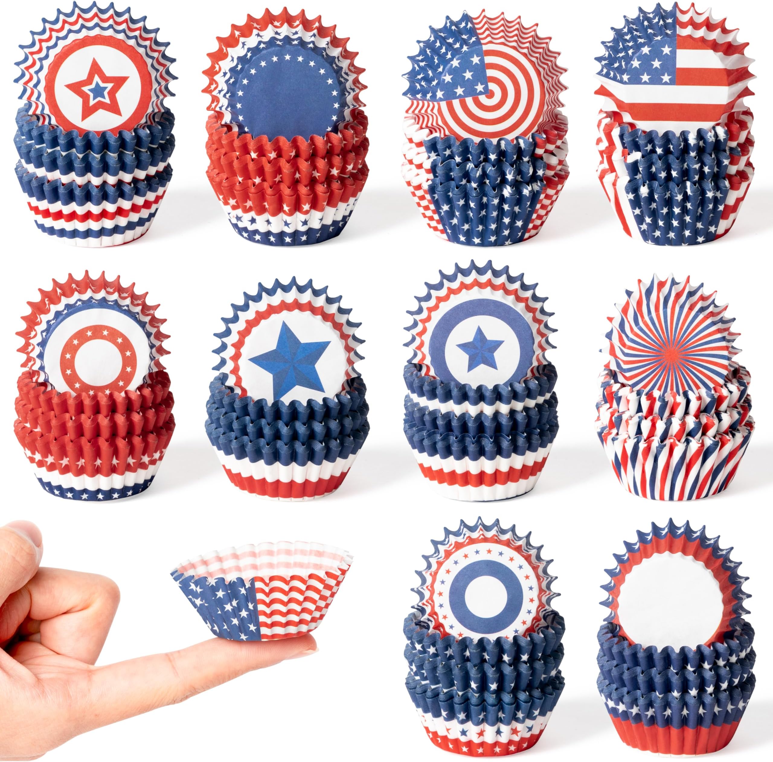 Amazon.com: Quera 600Pcs Patriotic Cupcake Liners Paper Patterned ...