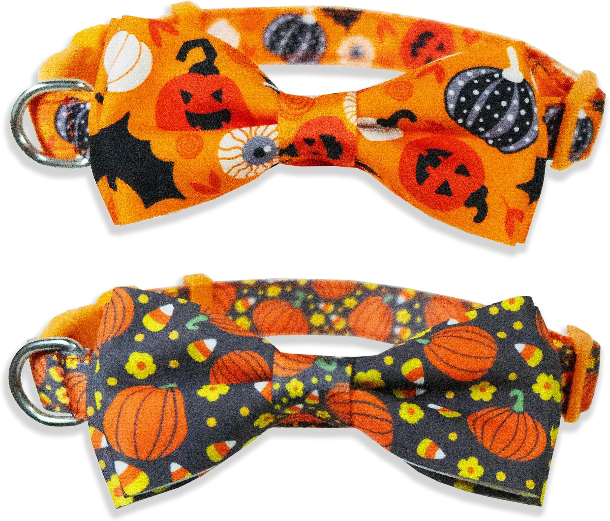 Amazon.com : Halloween Dog Collar with Bow Tie, 2 Pack Holiday Pumpkin ...