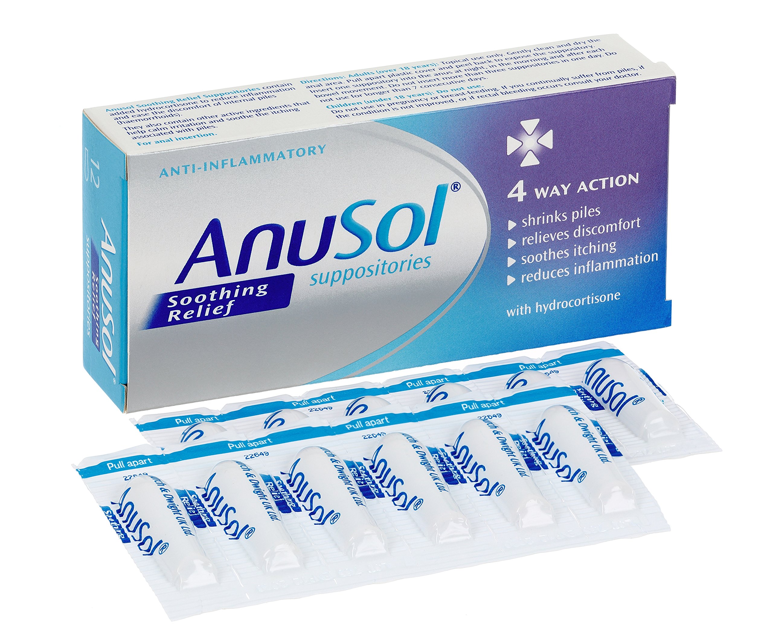 Buy Anusol Soothing Relief Suppositories, Pack of 12 Online at ...