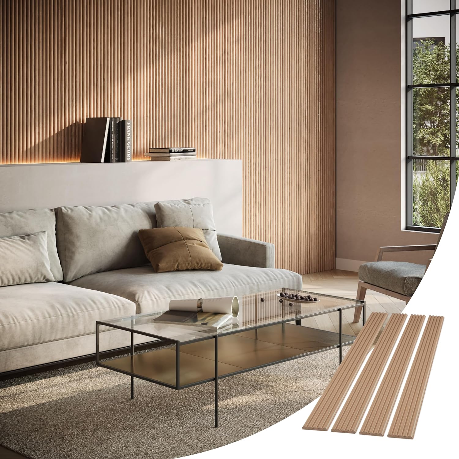 Amazon.com: WVH Tambour | Oak Laminate Ridge Fluted Wood Effect Wall ...