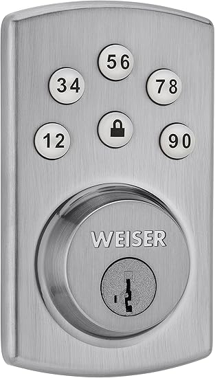 Weiser Powerbolt 2 Satin Chrome Keyless Entry Door Lock, Single ...