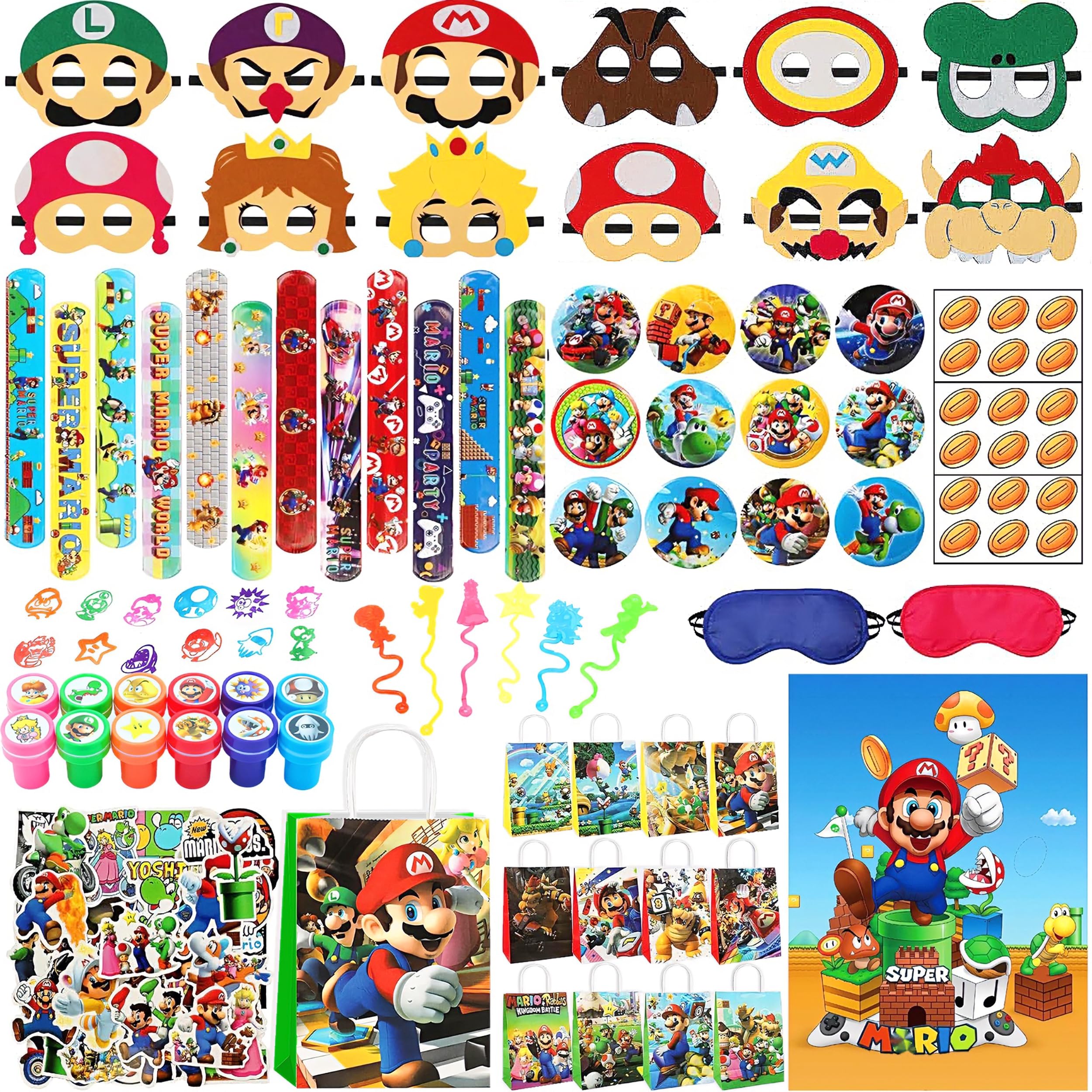 Mario Bros Party Favors?123Pcs Mario Bros Birthday Party Supplies for ...