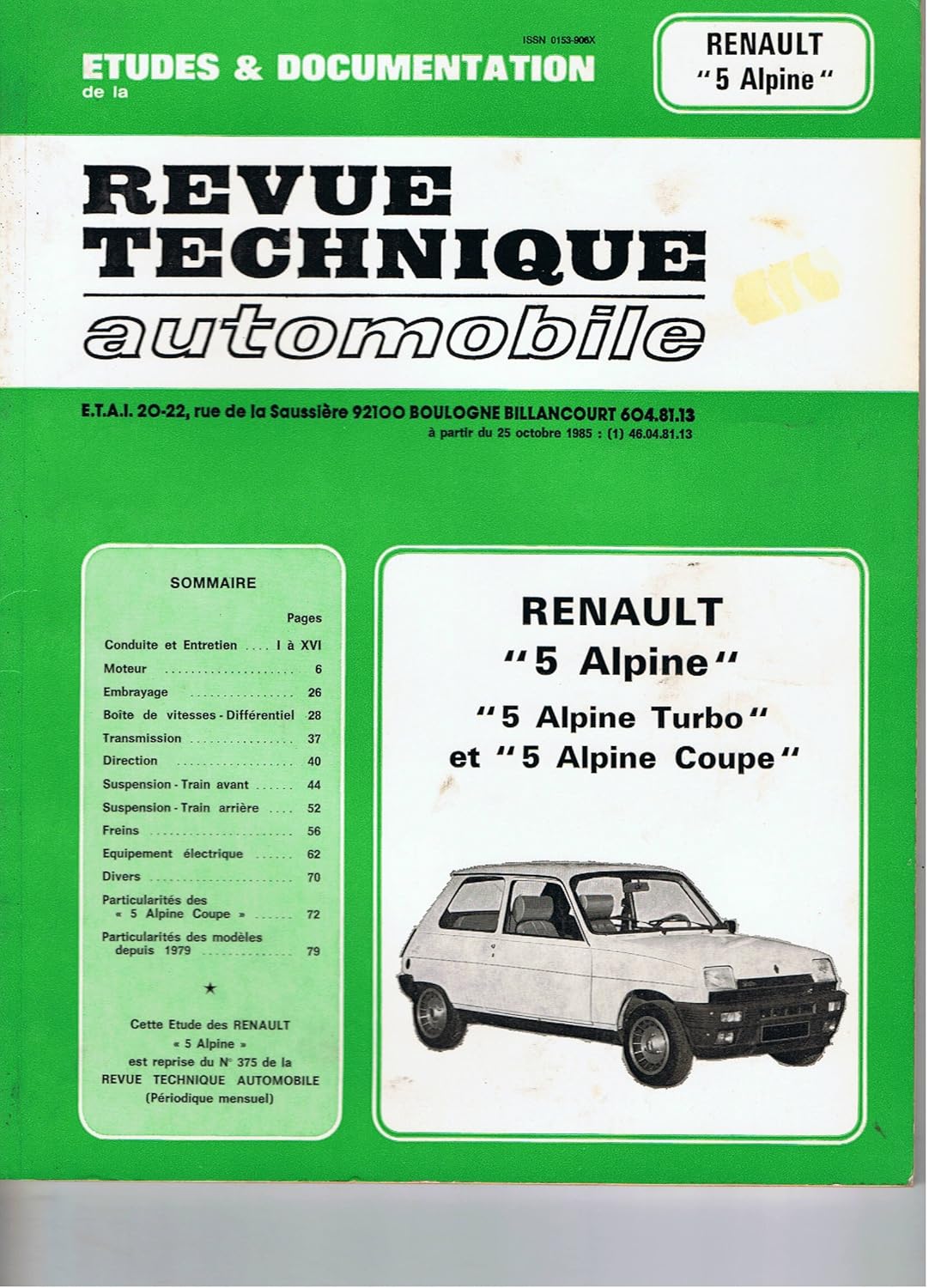Amazon.in: Buy Etudes et documentation, Revue technique automobile : 5 ...
