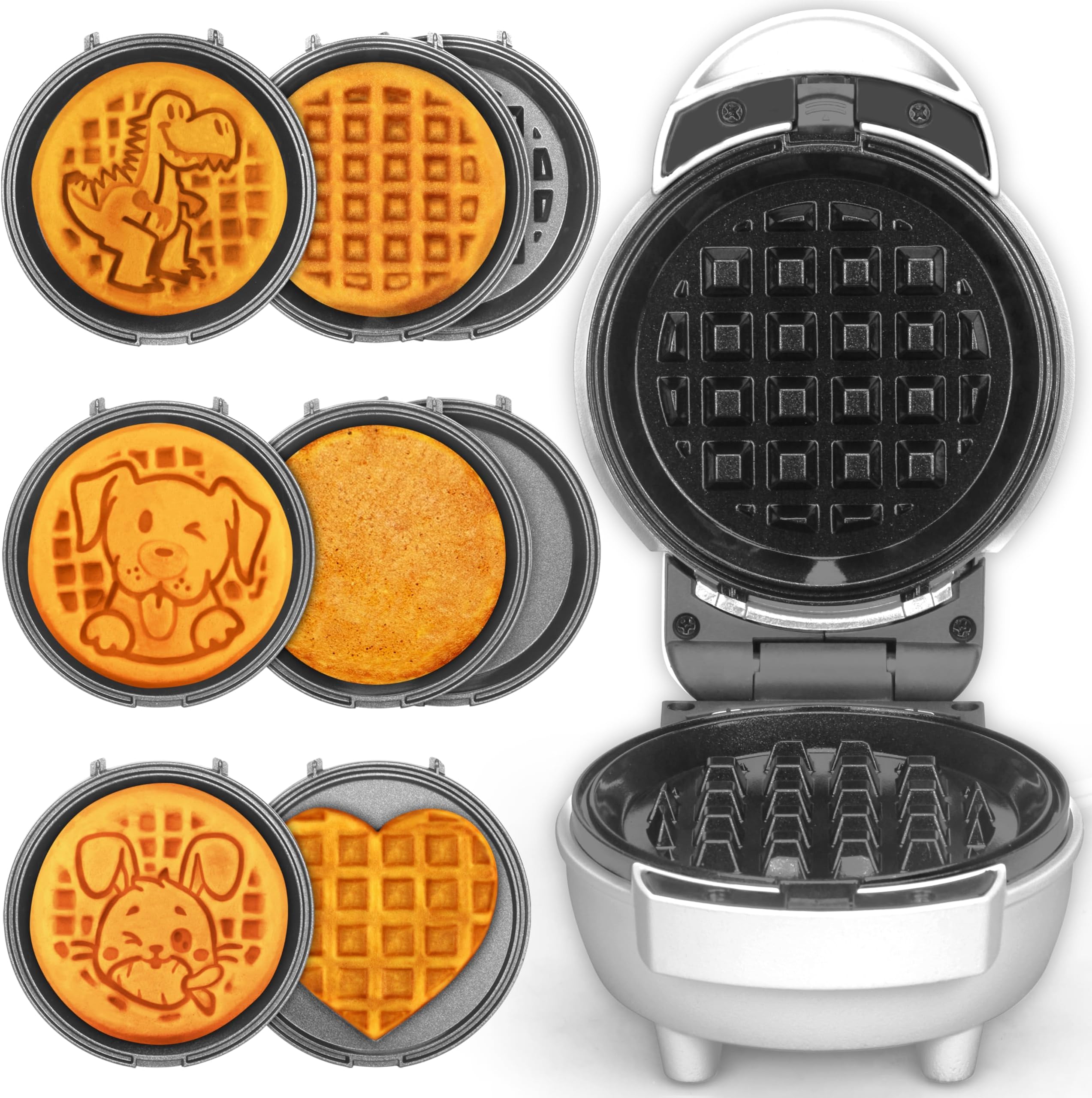 Amazon.com: Baker's Friend 4 in 1 Mini Waffle Maker with Removable ...