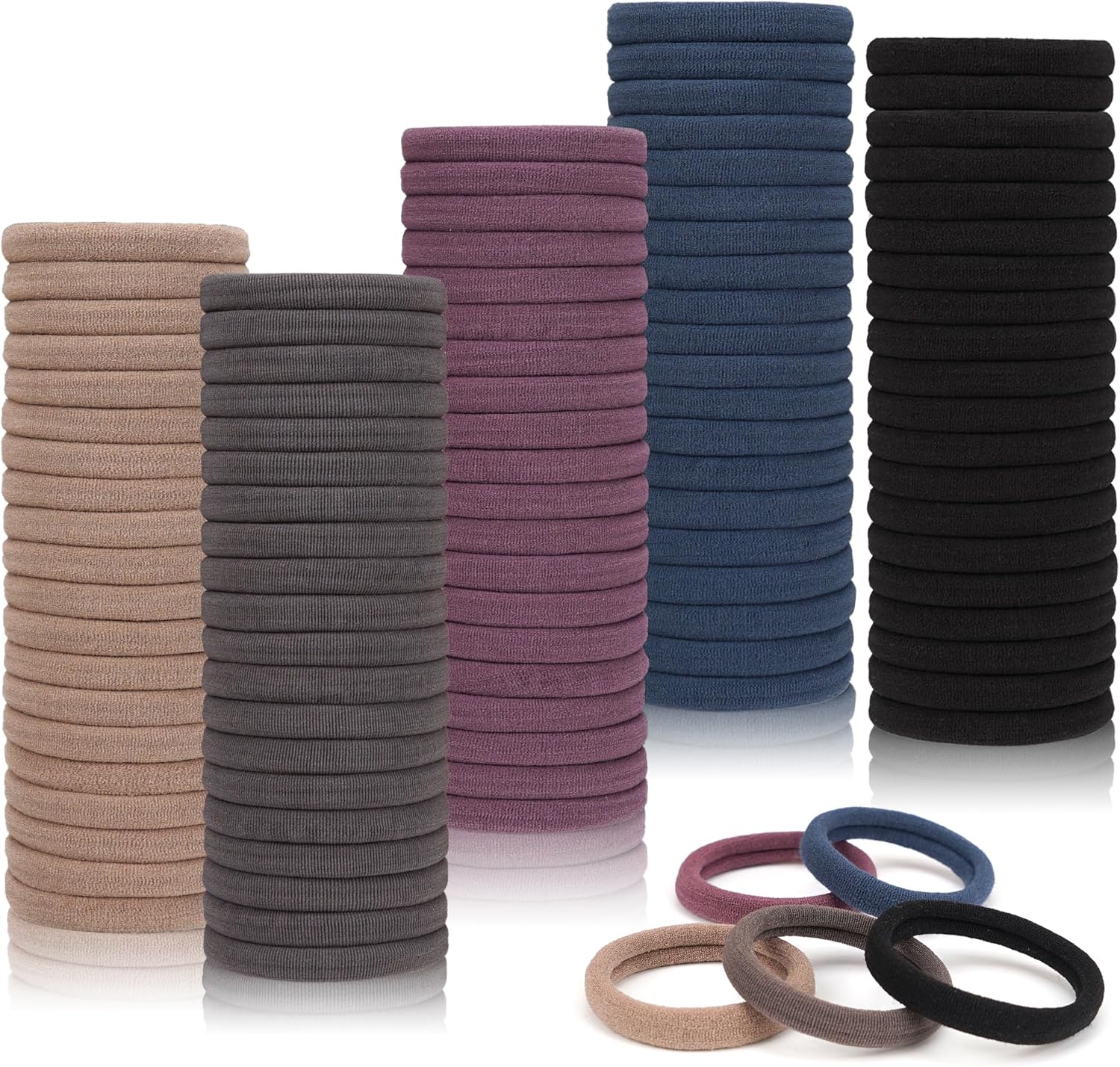 JOYOYO 100 Pcs Hair Bobbles for Women Thick Cotton Hair Ties No Damage ...