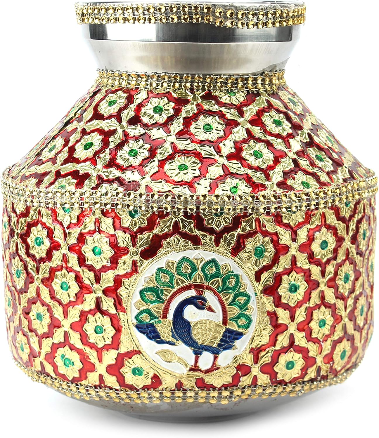 Amazon.com: Indian Stainless Steel Kalash with Mirror Lamination (Multi ...