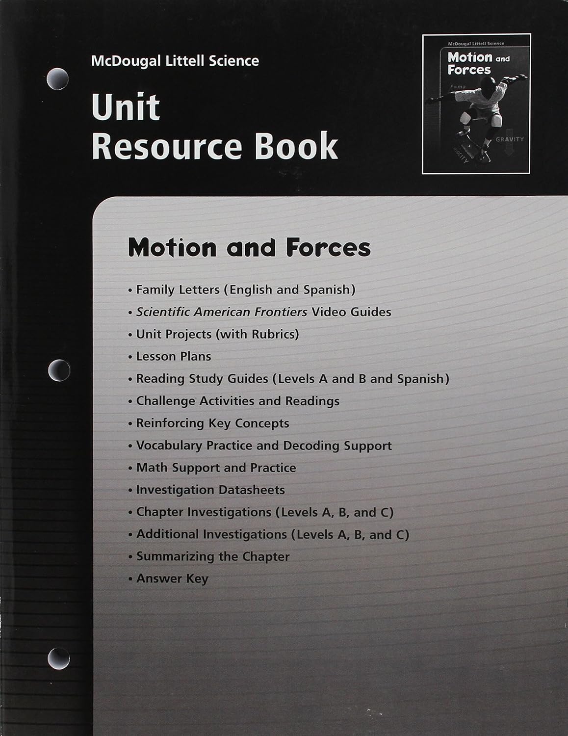 McDougal Littell Science: Motions and Forces: Unit Resource Book ...