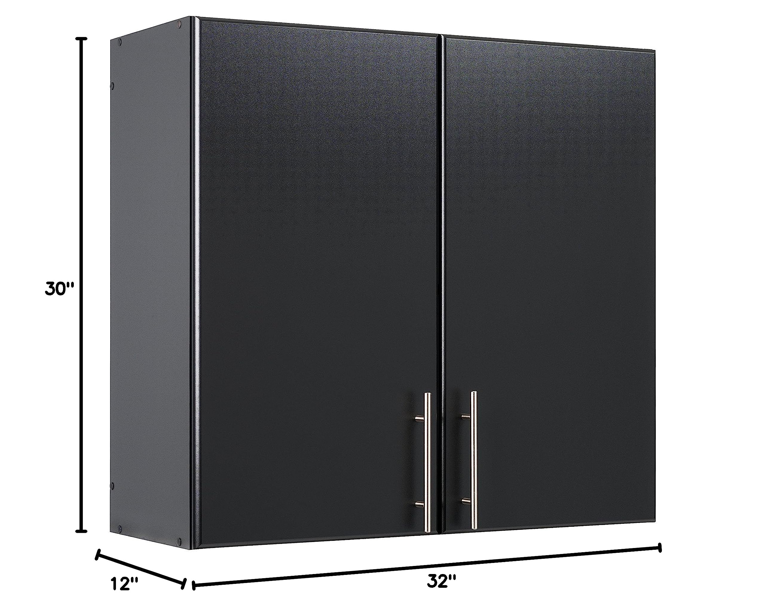 Prepac Elite 32 inch Wall Cabinet, Black Storage Cabinet, Bathroom ...