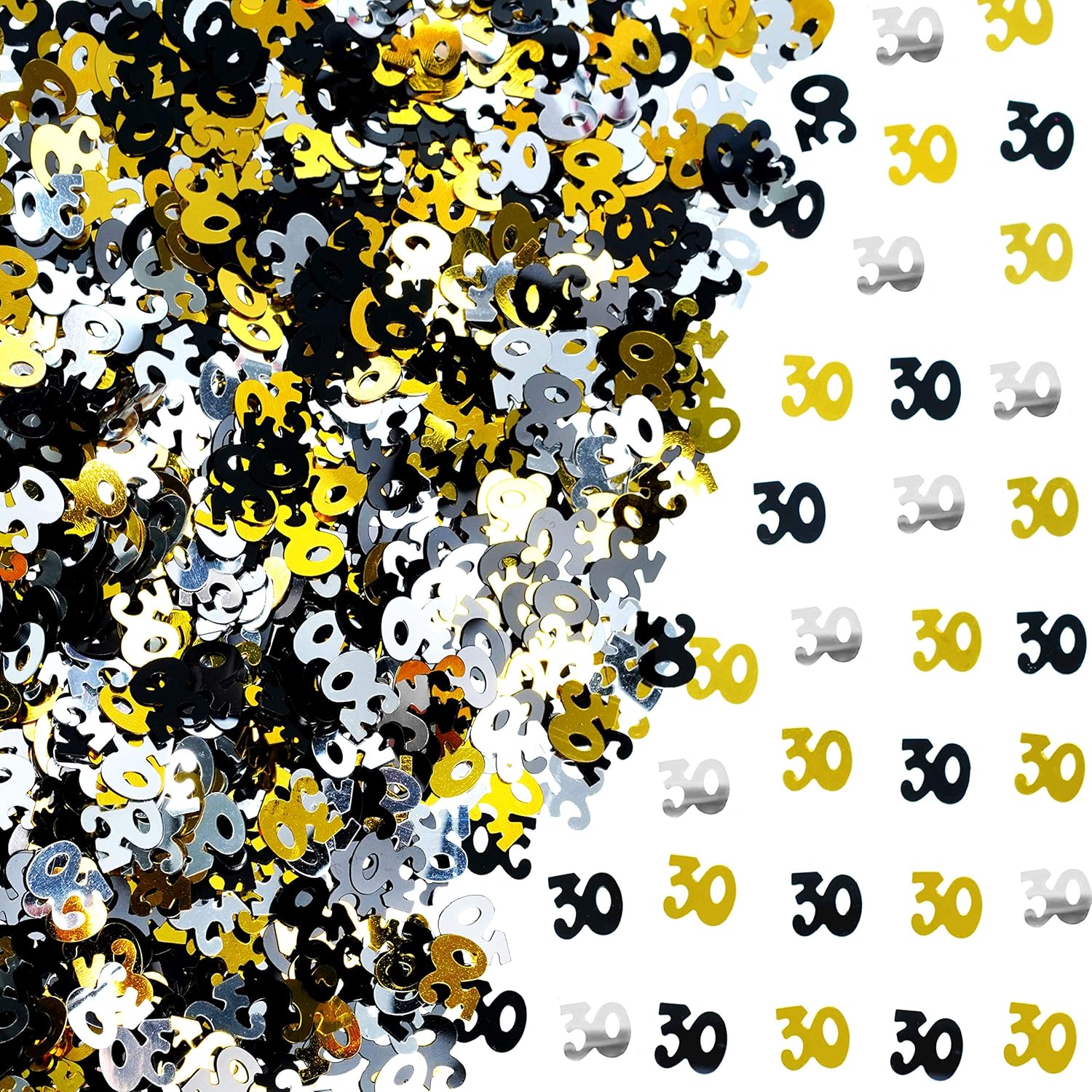 Amazon.com: 30th Birthday Party Table Confetti - Black Gold Number 30 ...