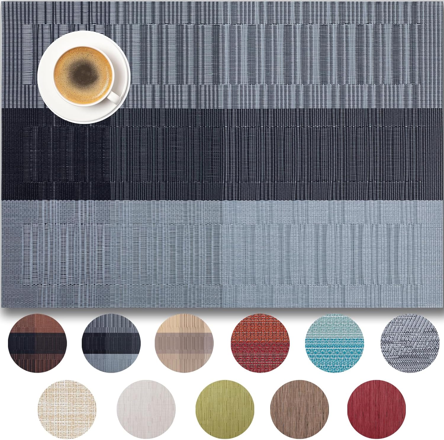 Amazon.com: Placemats Set of 4 - Easy Clean Woven Vinyl Placemats for ...