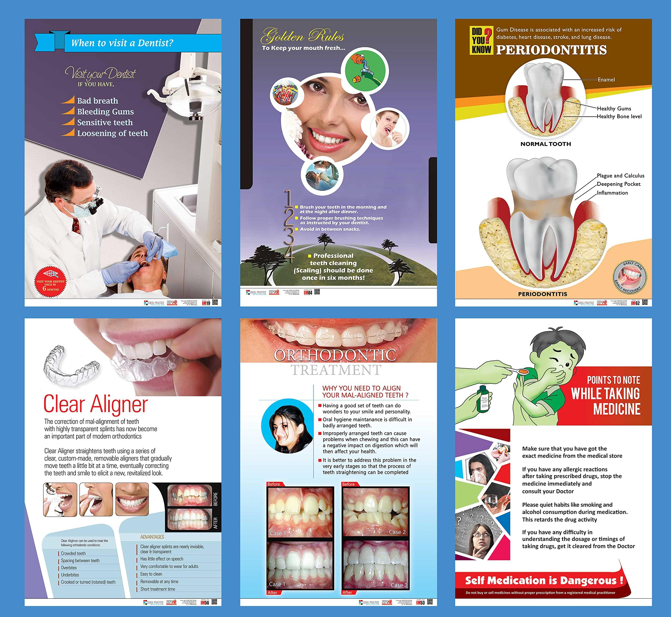 Dental Poster Bundle 22 (6 Posters 13"x19"sized) | When to visit a ...