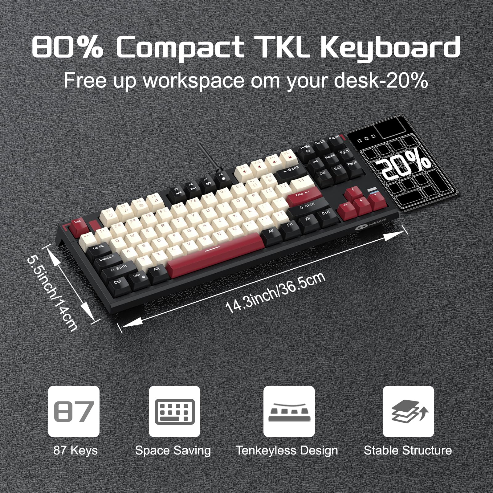 Snapklik.com : Camiysn Compact 80% Mechanical Gaming Keyboard, Wired ...