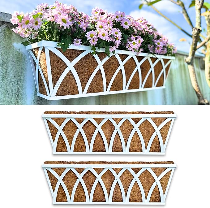 LaLaGreen Wall Planter (24 Inch, 2 Pack) White Metal Rectangular ...