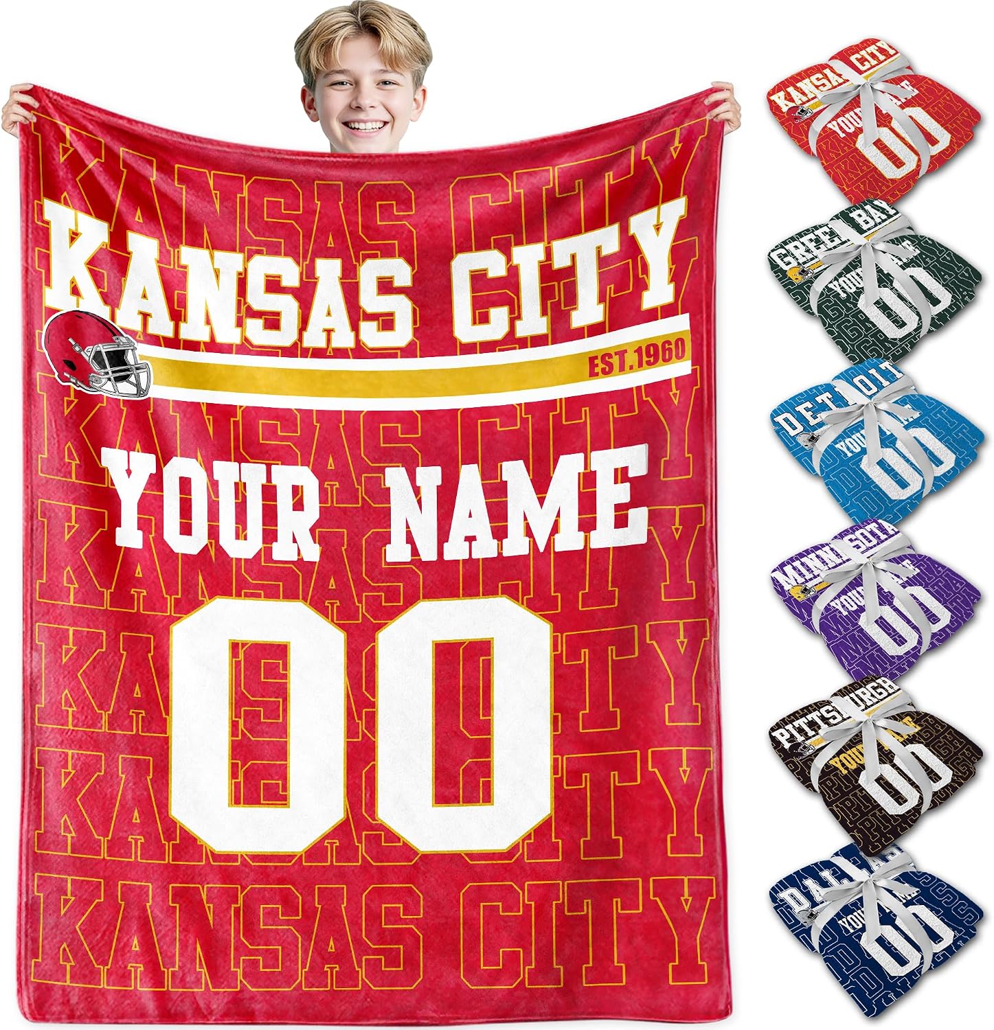 Amazon.com: LASTSTA8 Ship Next Day Custom Football Blanket Gifts for ...