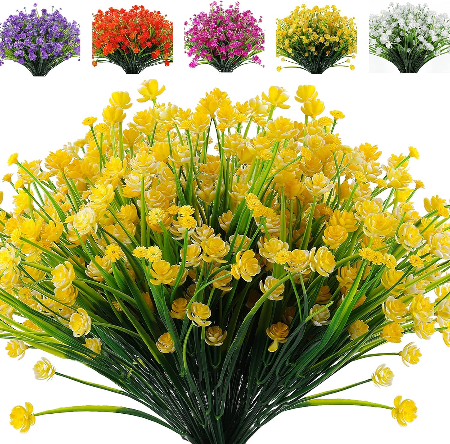 Amazon.com: RECUTMS Artificial Flower Outdoor 12 Bundles Faux Plastic ...
